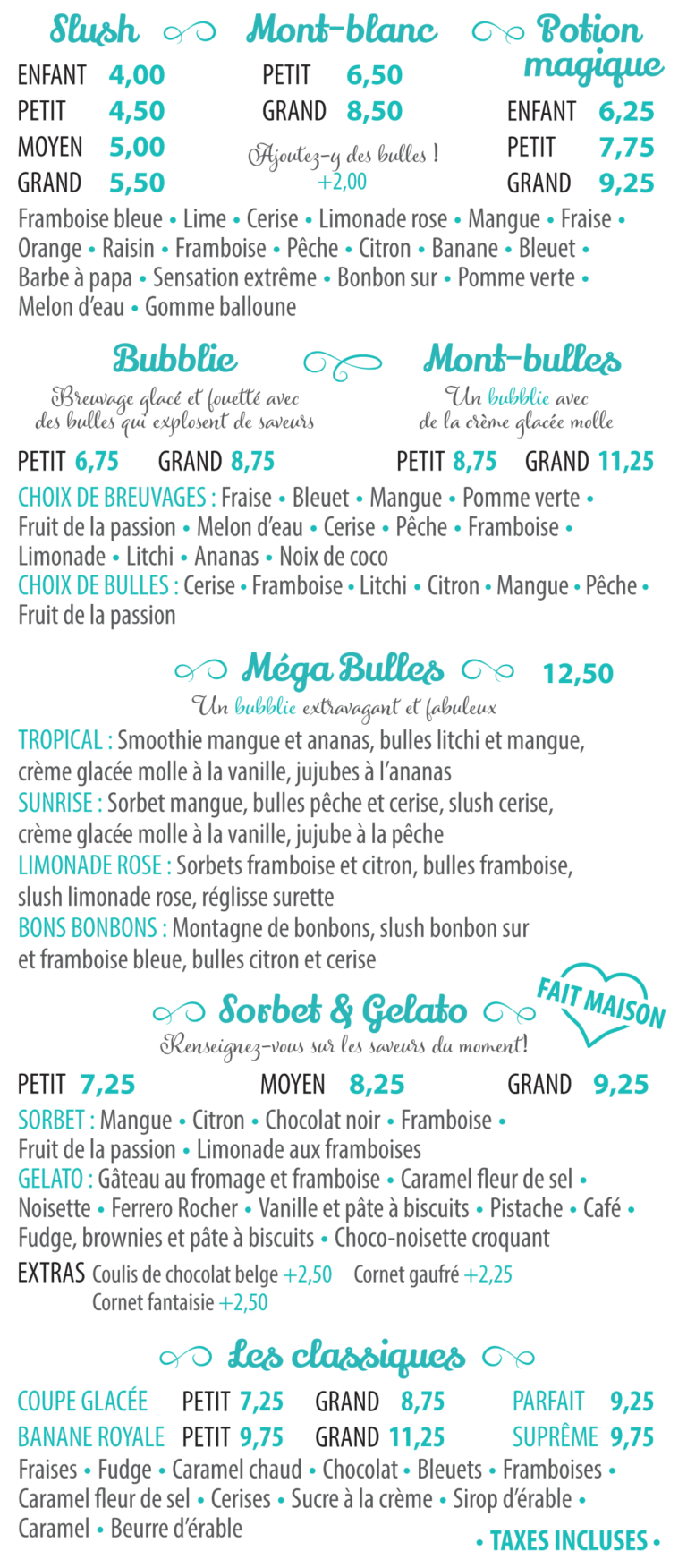 Menu - Crèmerie Roberval